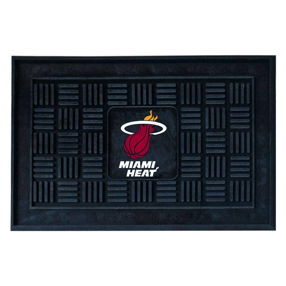 FANMATS NBA Miami Heat Black 19 in. x 30 in. Vinyl Door Mat 11415 - The ...