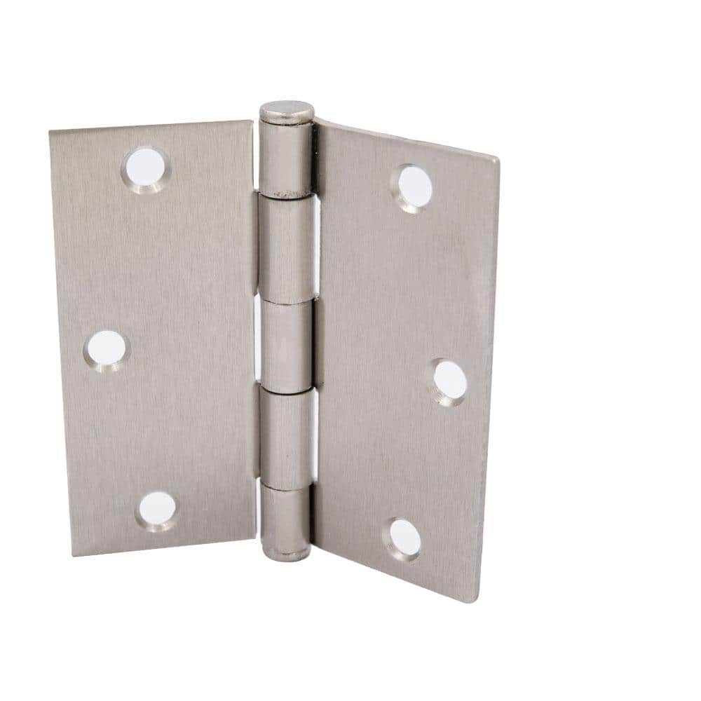 Everbilt 3-1/2 in. Square Radius Satin Nickel Squeak-Free Door Hinge ...