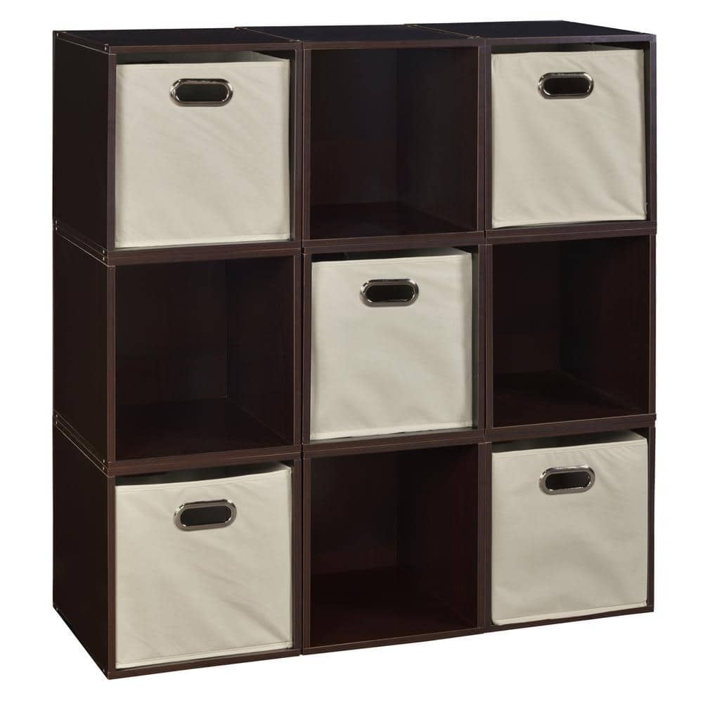 Regency 39 in. H x 39 in. W x 13 in. D Brown Wood 14-Cube Organizer ...