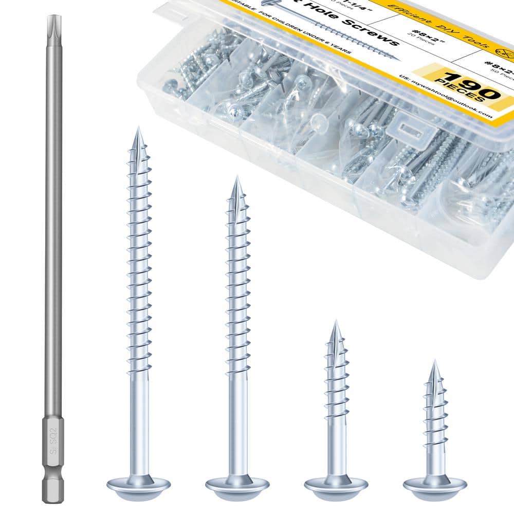 MYWISH #8 x 1 in. to 2-1/2 in. Square Washer Head Pocket-Hole Wood ...