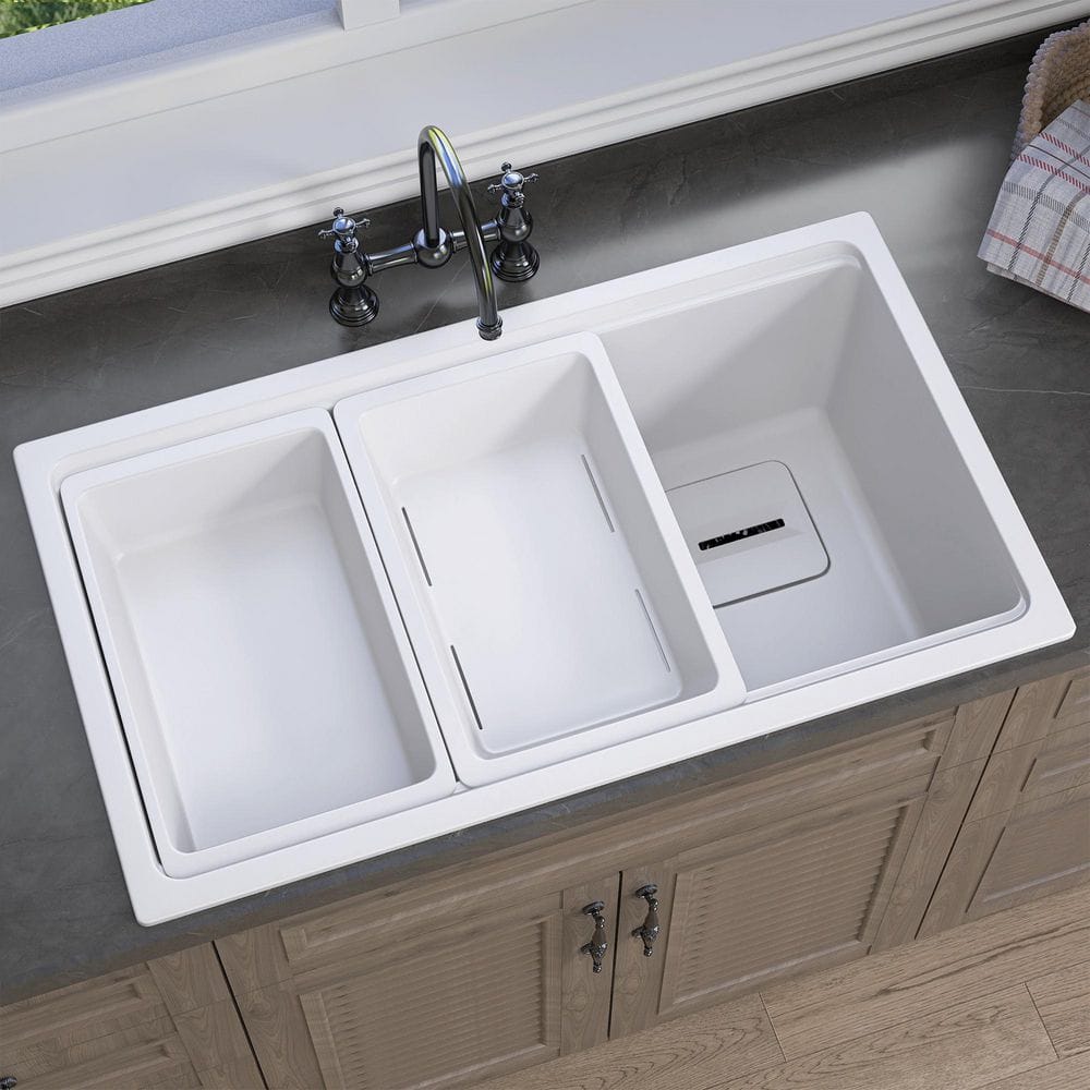 NTQ 33 in. Drop-in/Undermount Single Bowl Granite Composite Kitchen ...