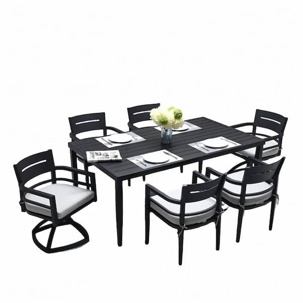 7-Piece Aluminum Outdoor Dining Set, Dining Table, 4 Dining Chairs and ...