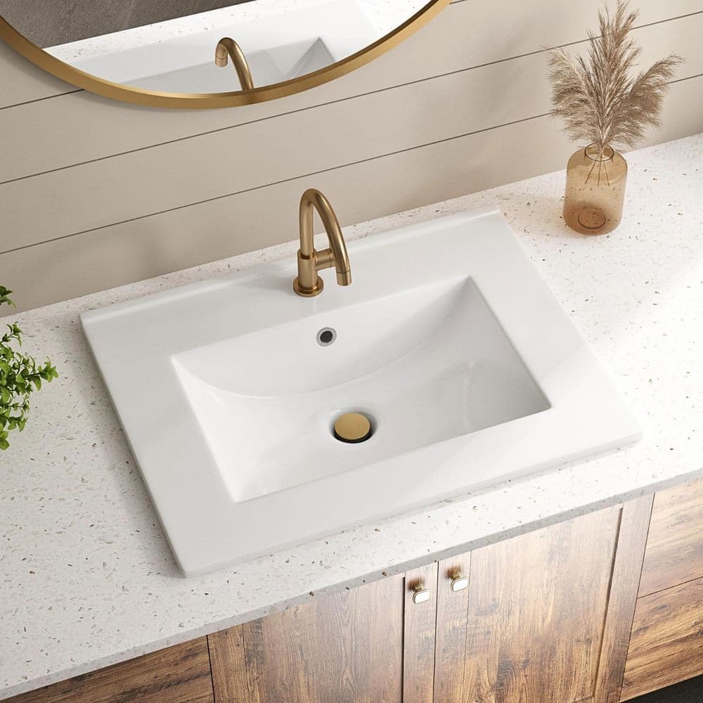 Los Flexi Rectangular Drop-In Bathroom Sink 24 in. x 18 in. White ...