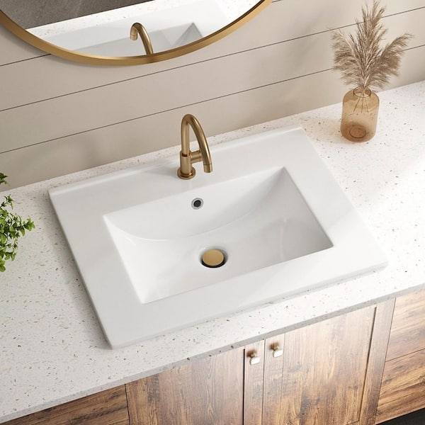 Los Flexi Rectangular Drop-In Bathroom Sink 24 in. x 18 in. White ...