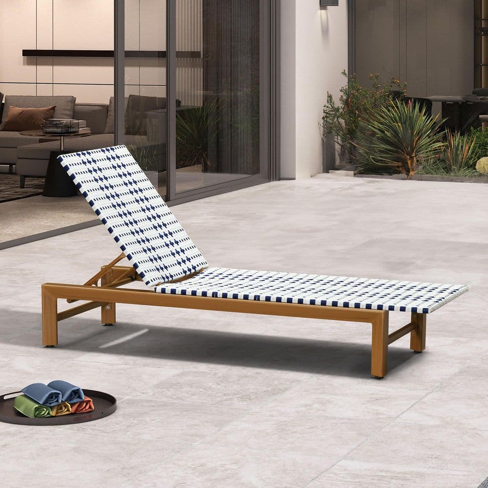 PURPLE LEAF Standard 1-Piece Straight Woven Rattan Aluminum Adjustable ...