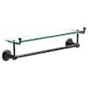 Delta Porter 18 in. Glass Bathroom Shelf with Towel Bar in Oil Rubbed ...