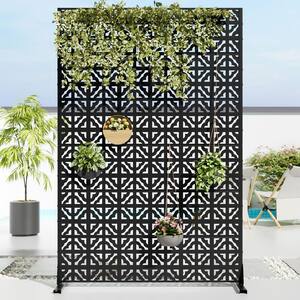 Dovelina 47 in. x 72 in. Black Textured Metal Garden Screens Outdoor ...