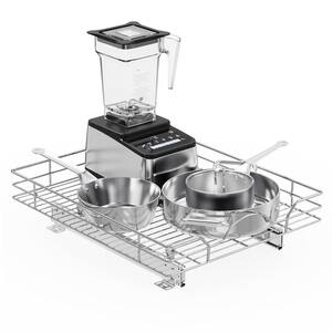 HOMLUX 21 in. D x 4.6 in. H x 20 in. W Silver Metal Pull-Out Organizer ...