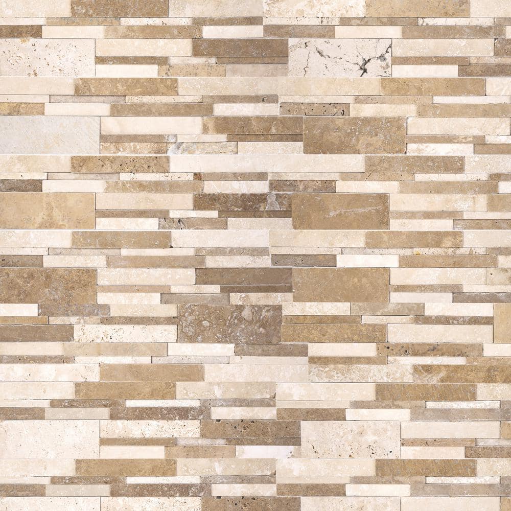 MSI Casa Blend 3D Ledger Panel 6 in. x 24 in. Honed Travertine Wall ...