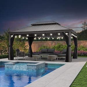 PURPLE LEAF 13 ft. x 15 ft. Light Gray Patio Outdoor Gazebo for ...