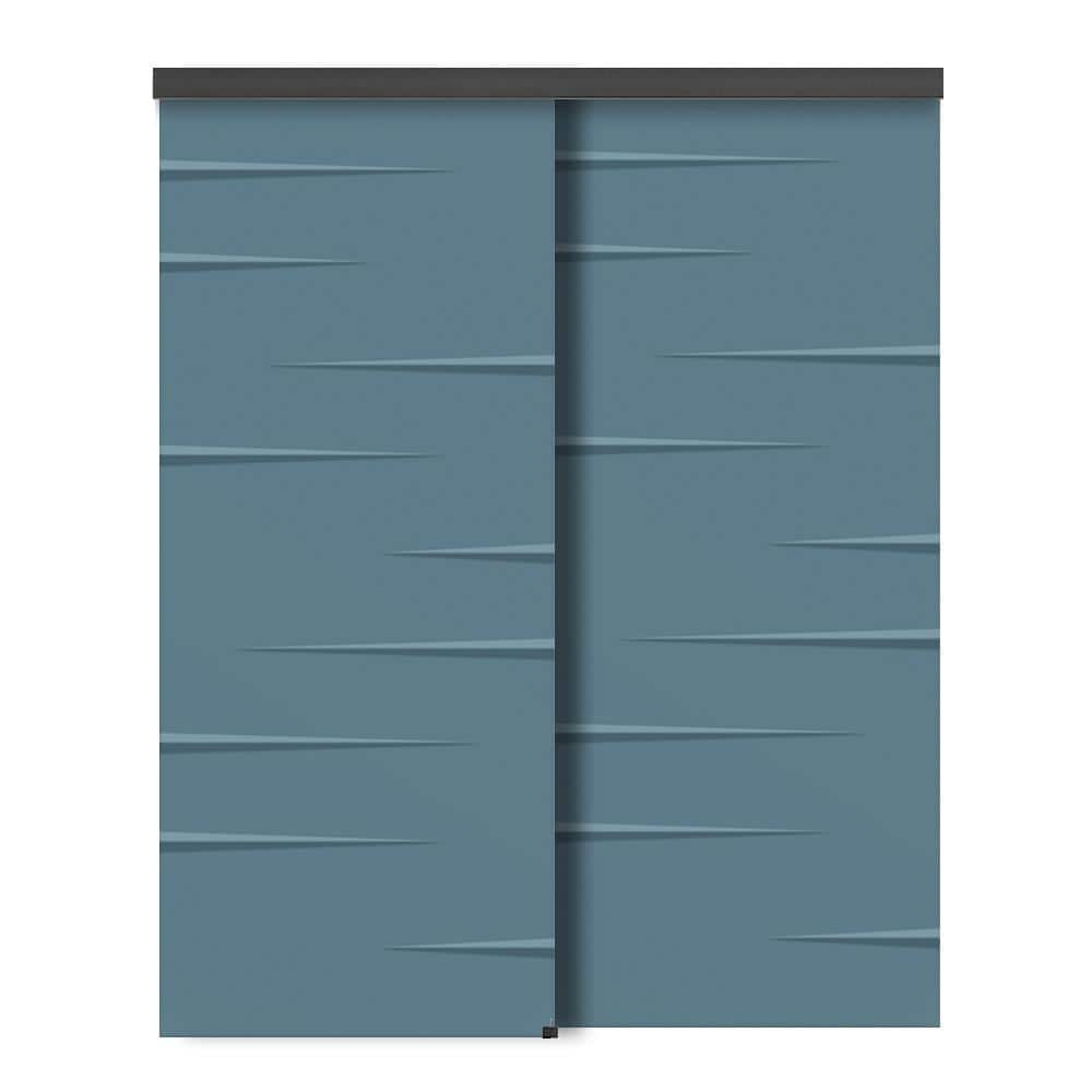CALHOME 72 in. x 80 in. Hollow Core Dignity Blue Painted Composite MDF ...
