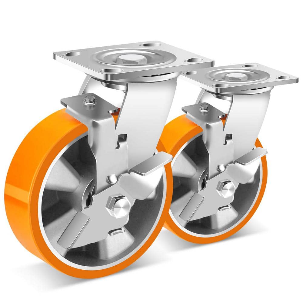 Angel Sar 2500 lb. 6 in. Industrial Grade Casters with Brake ...