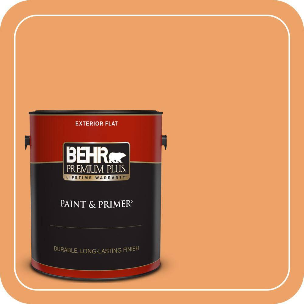 BEHR PREMIUM PLUS 1 gal. #270D-5 Adventure Orange Flat Exterior Paint ...