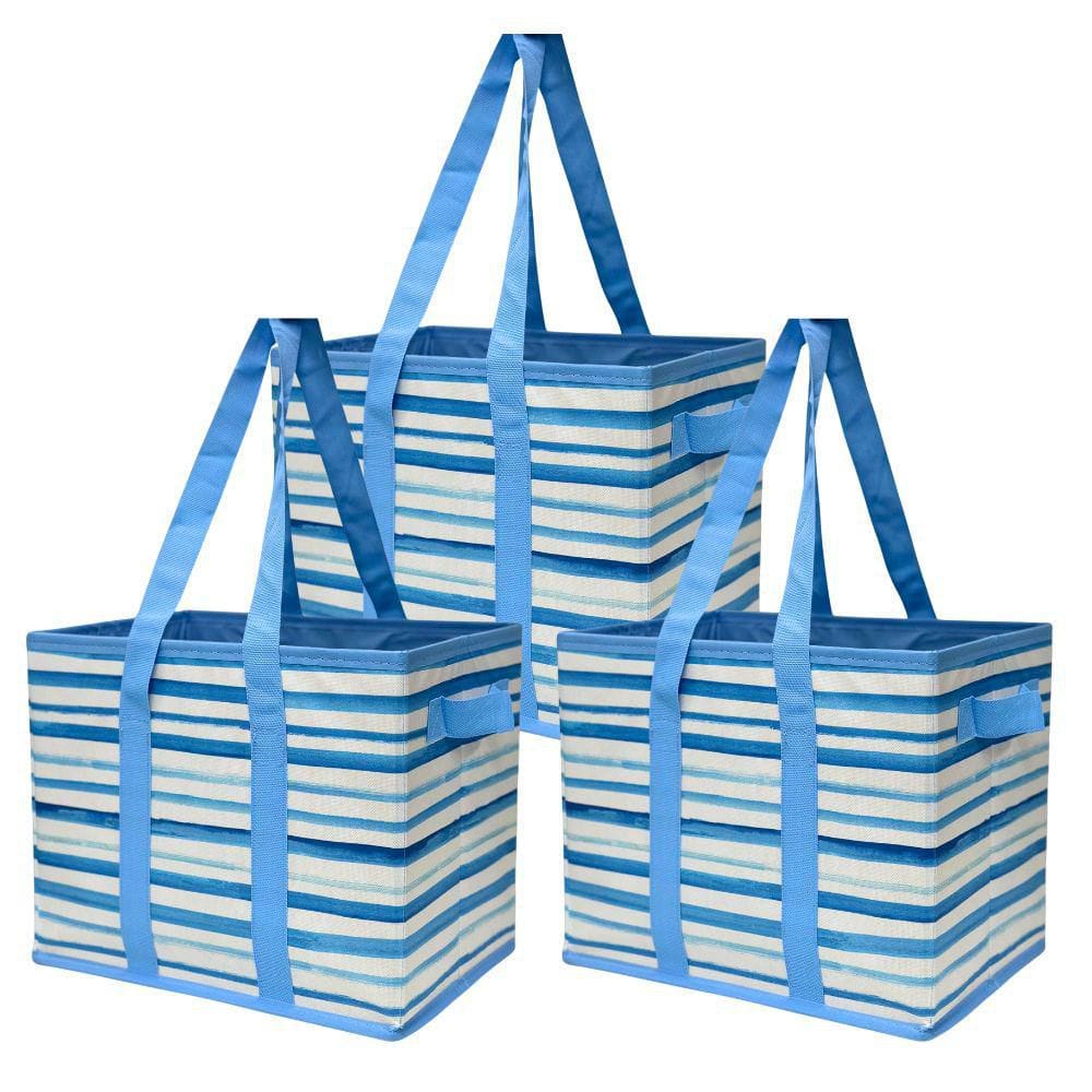 DURASACK 6 gal. Collapsible Storage Totes, Blue Waves 3-Pack CB-WAVES ...