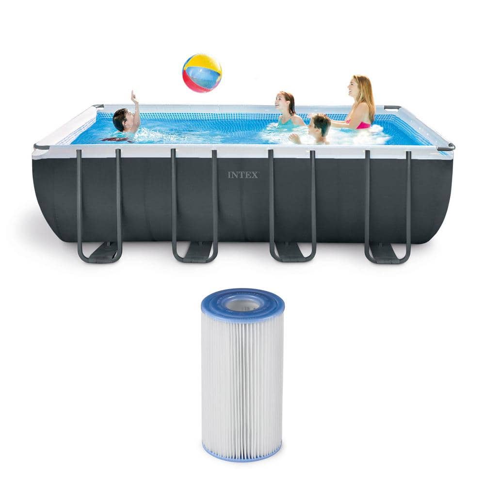 Intex Ultra 18 ft. XTR Rectangular Metal Frame Swimming Pool Set w/Pump ...