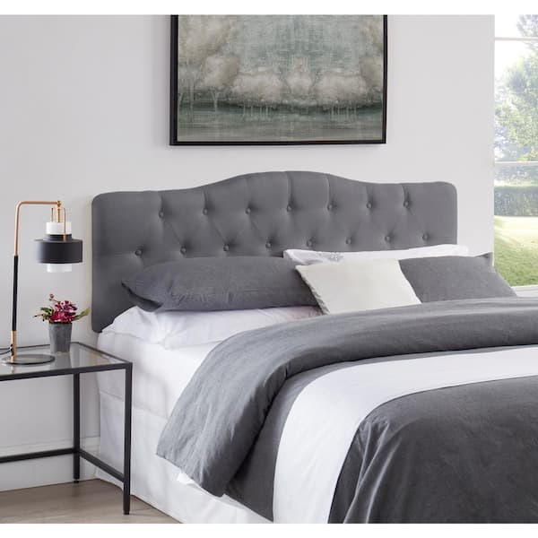 HOMESTOCK Light Gray Headboards for Full Size Bed, Upholstered Button ...