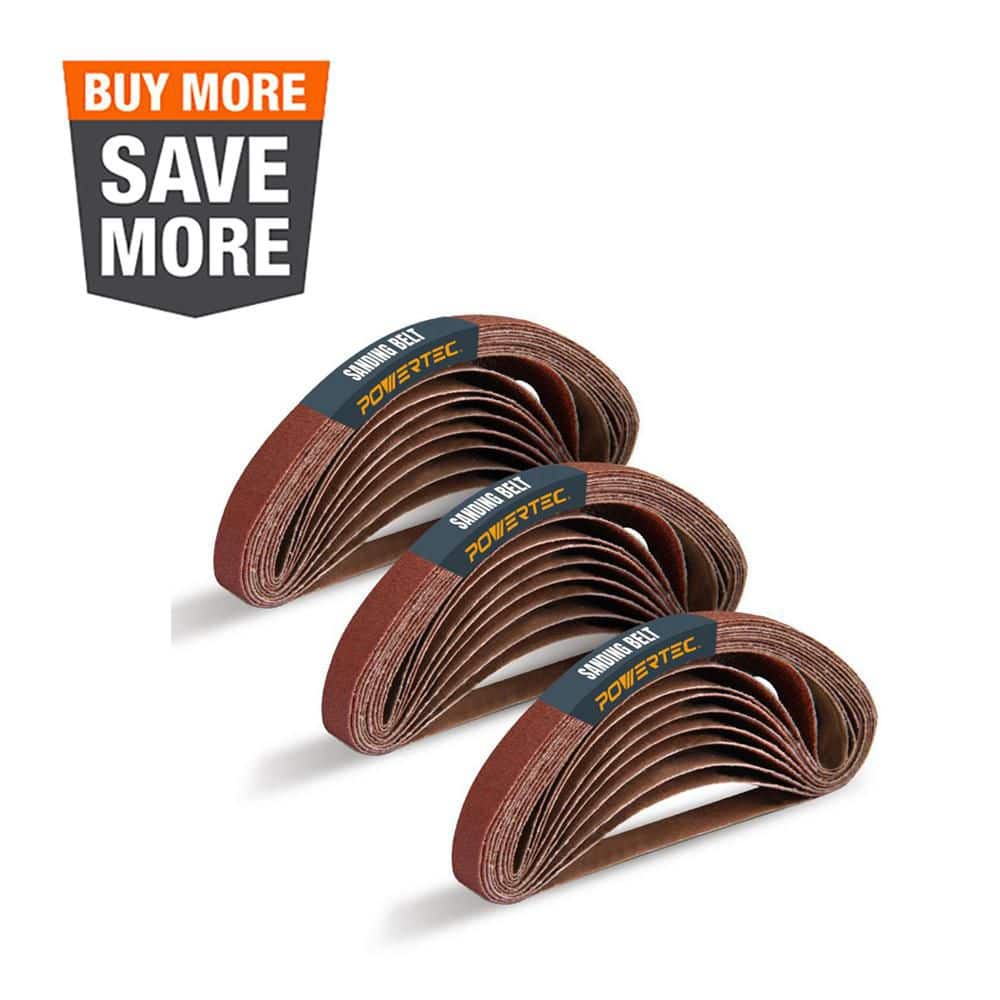 ‎POWERTEC 1/2 in. x 18 in. 40/80/180-Grit Aluminum Oxide Sanding Belts ...