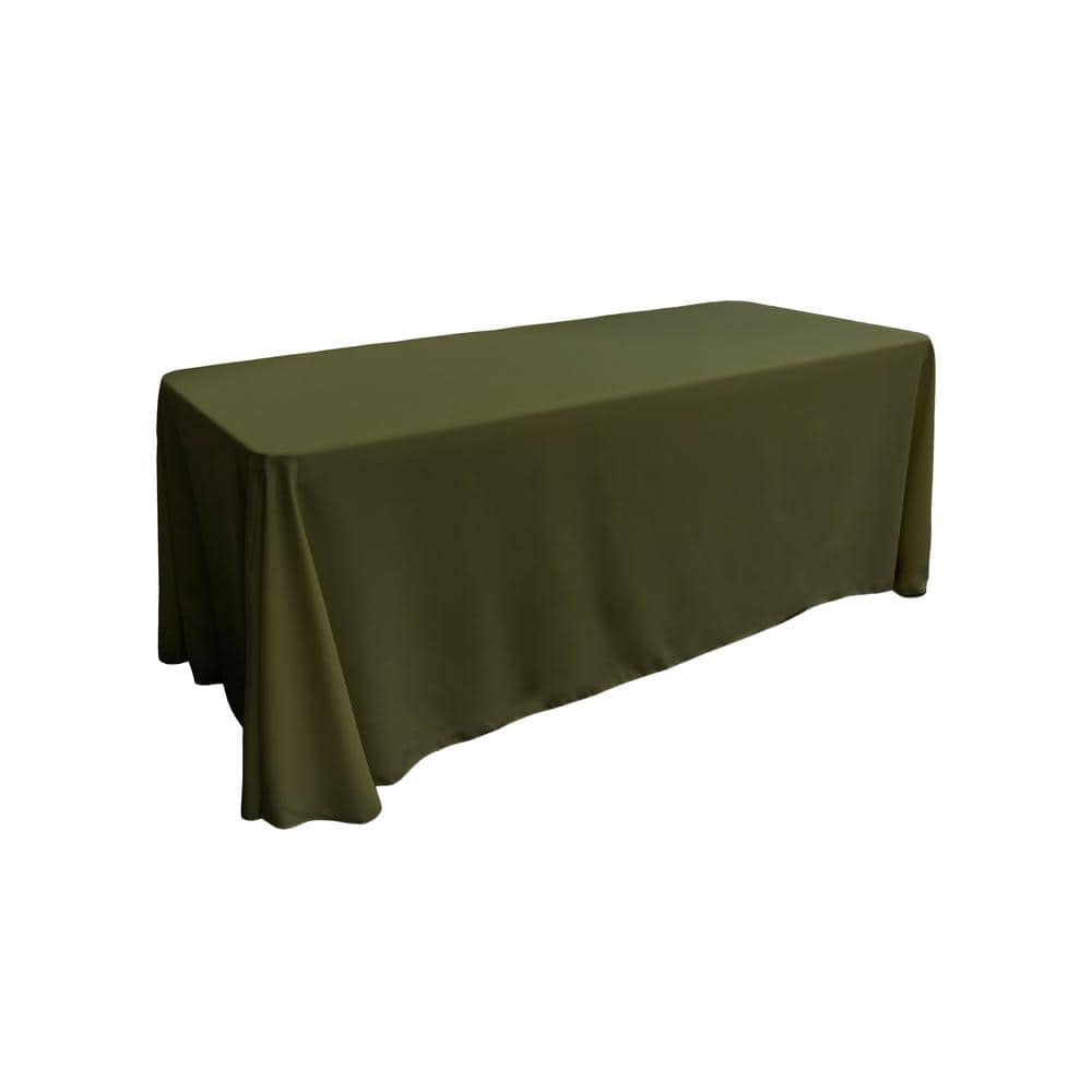 LA Linen 90 in. x 132 in. Olive Polyester Poplin Rectangular Tablecloth ...
