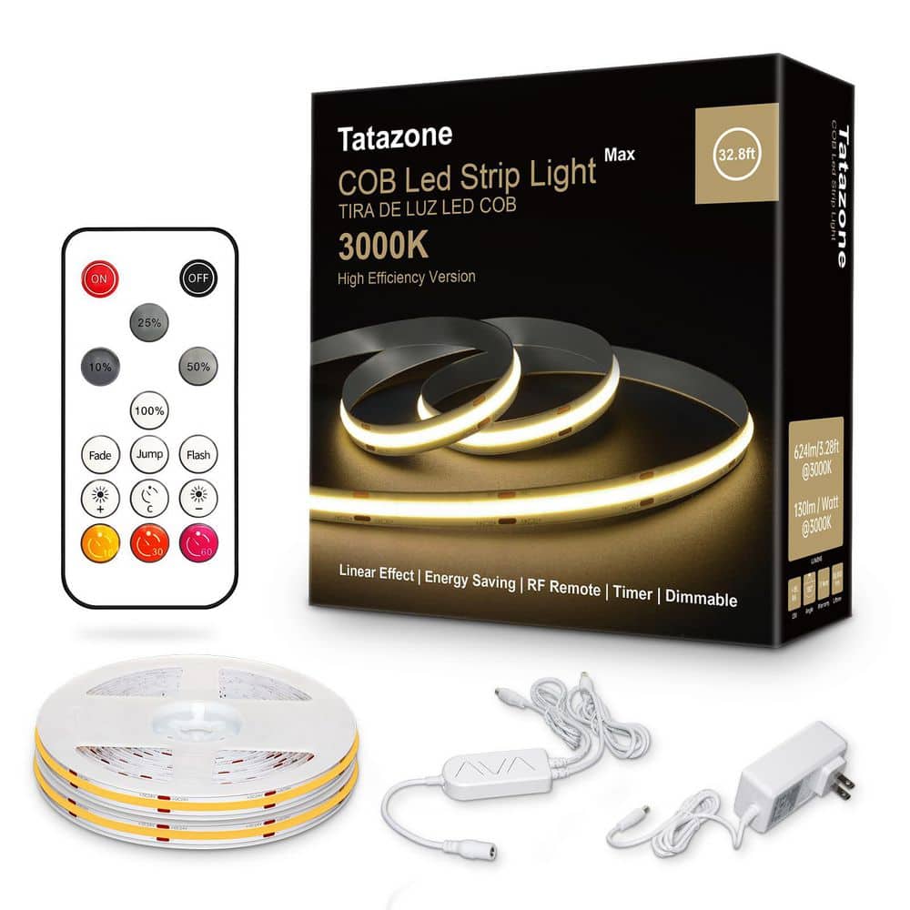 BIBIVIS 32.8 ft. ‎AC/DC 3000K Dimmable Warm White Hardwired Integrated ...