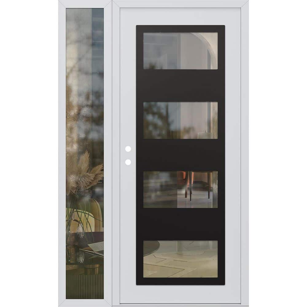 Tessari Doors C2 52 in. x 80 in. Black P Right-Hand/Inswing Clear Glass ...