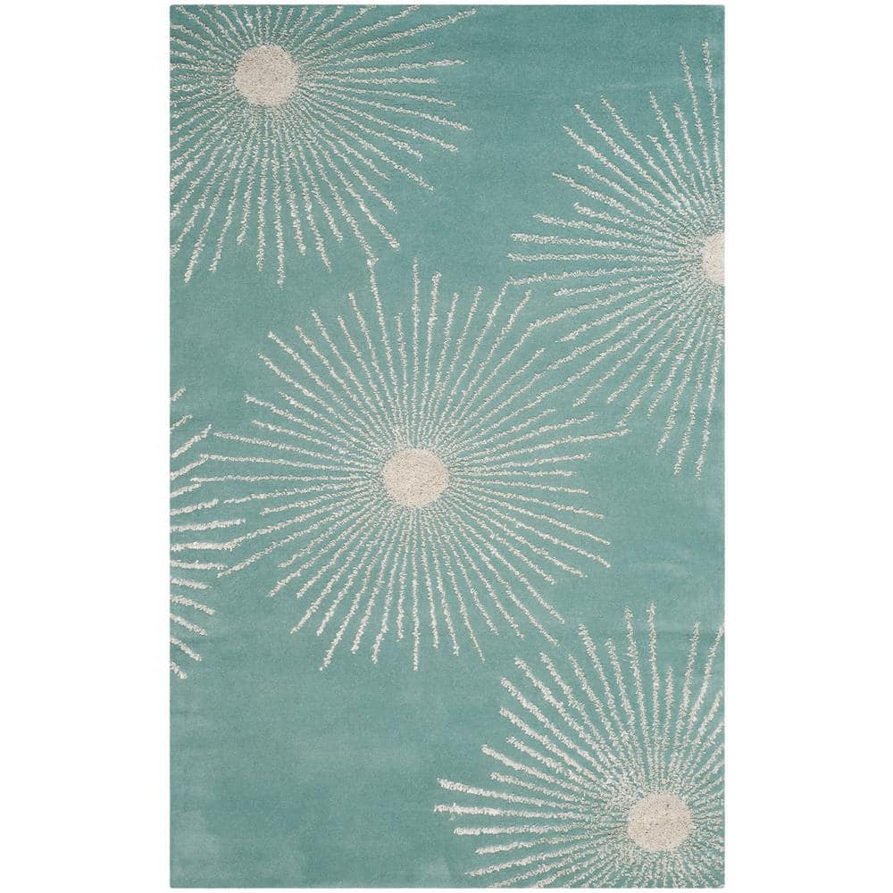 SAFAVIEH Soho Light Teal/Multi 6 ft. x 9 ft. Floral Area Rug SOH712T-6 ...