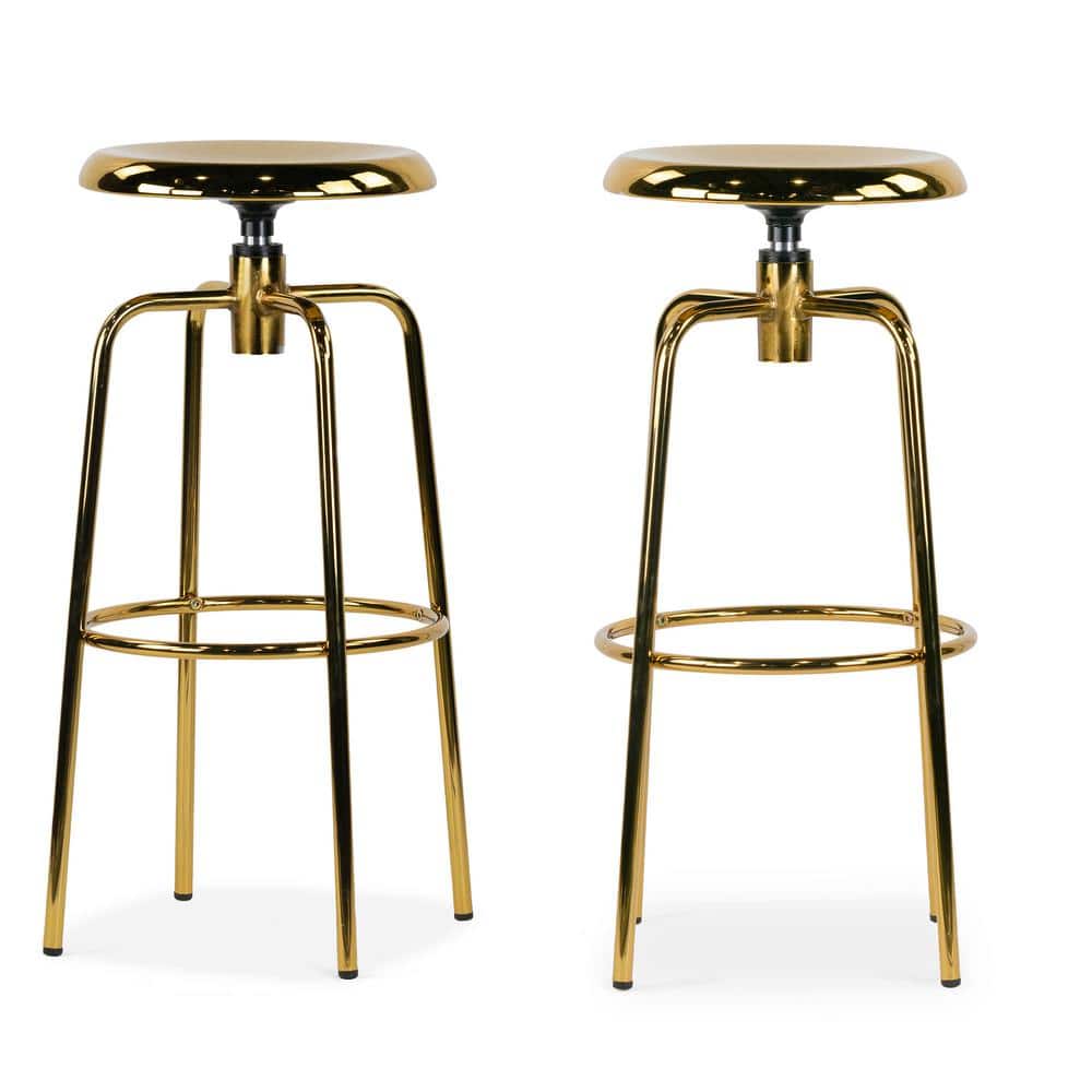 Glamour Home Ayala 29 in. Gold Chrome Metal Bar Stool Set of 2 GHSTL ...