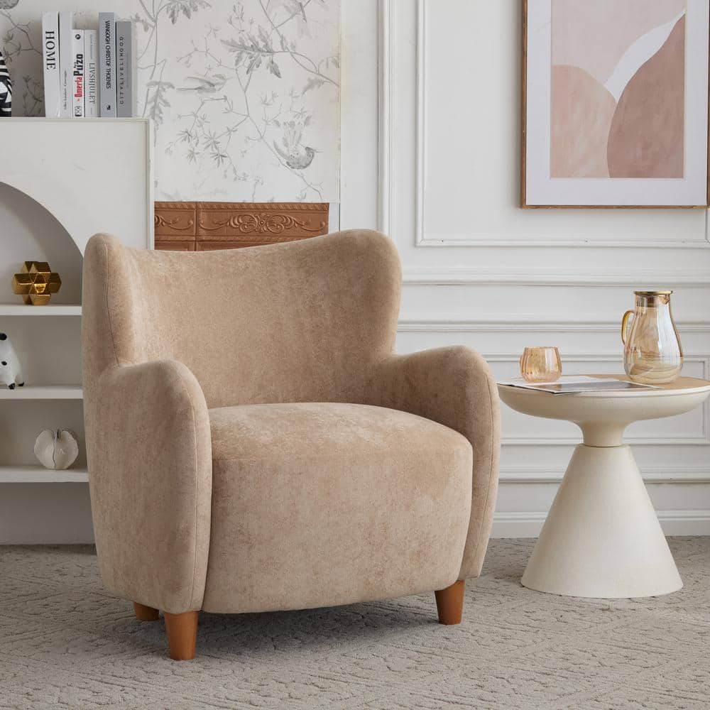 Noble House Bacho Modern Indoor Camel Fabric Upholstery Wingback Accent ...
