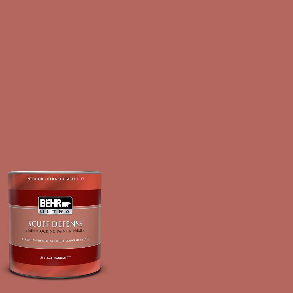BEHR ULTRA 1 qt. #180D-6 Mineral Red Extra Durable Flat Interior Paint ...