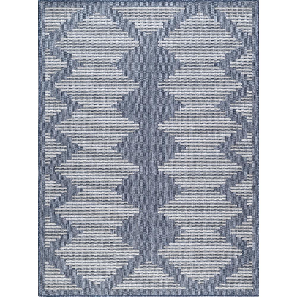 Beverly Rug 5 X 7 Blue White Waikiki Modern Stripes Indoor Outdoor Area ...
