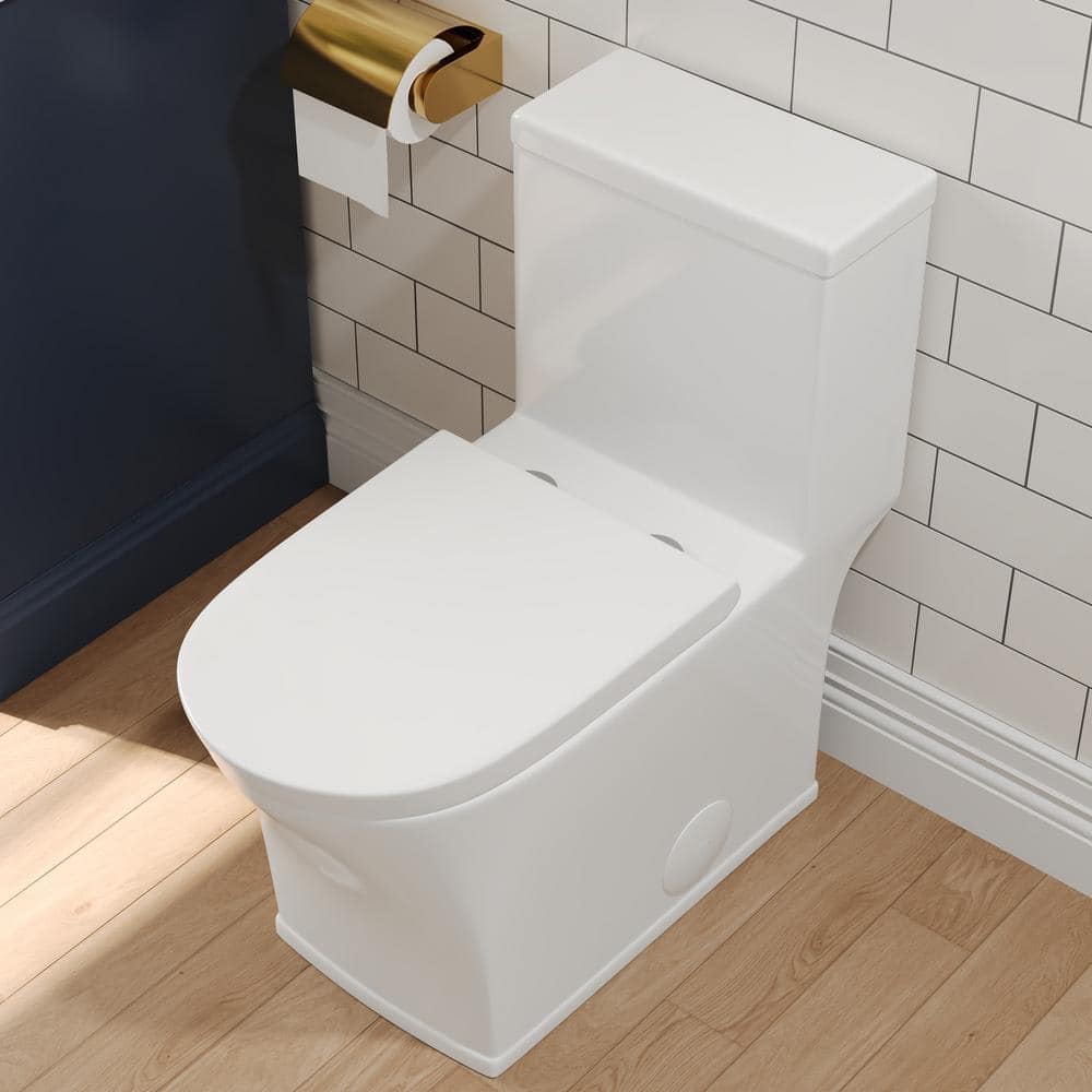 DEERVALLEY 1-Piece 1.3 GPF Single Flush Elongated Toilet in White with ...