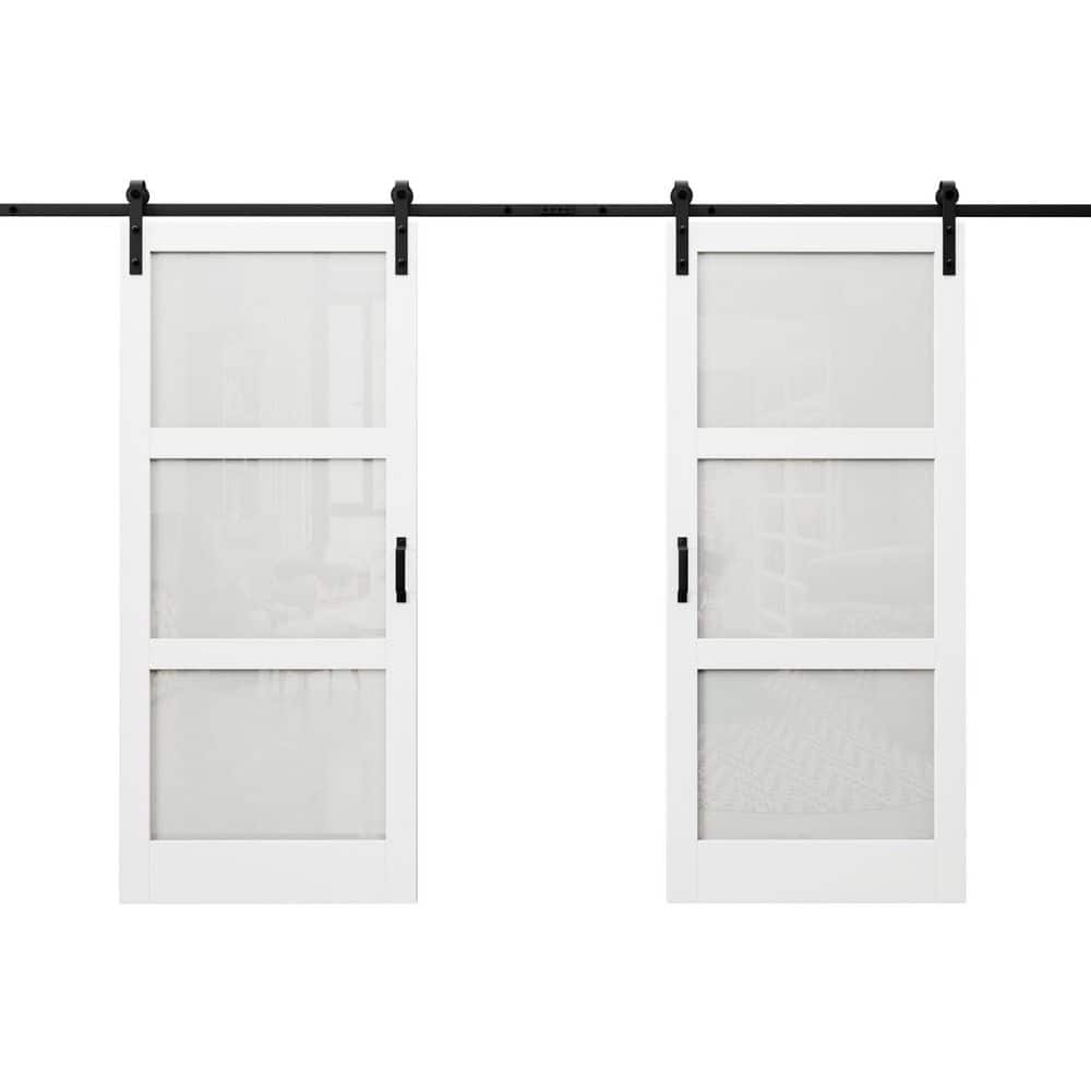 Reviews for ARK DESIGN 72 in. x 84 in. 3-Lite Frosted Glass White ...