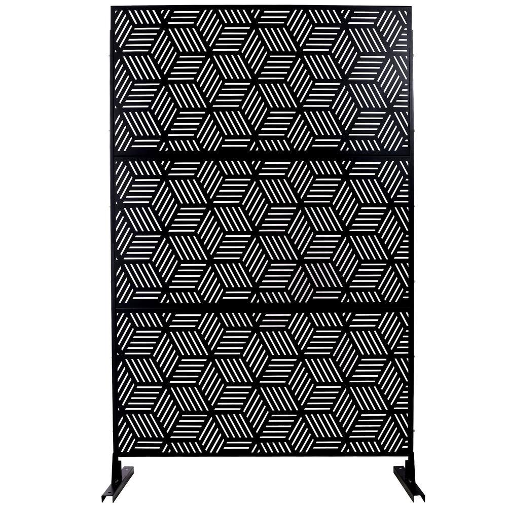 ITOPFOX Elegant 48 in. x 76 in. Outdoor and Indoor Privacy Screen Metal, Freestanding Decorative ...