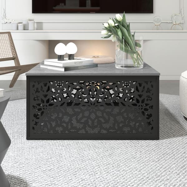 GALANO Candence 31.5 in. Concrete Cool Gray Square Wood Top Coffee ...