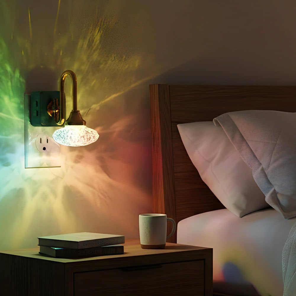 YANSUN 3 in. 1-Light Gold Plug-In LED Integrated Wall Sconce, RGB with ...