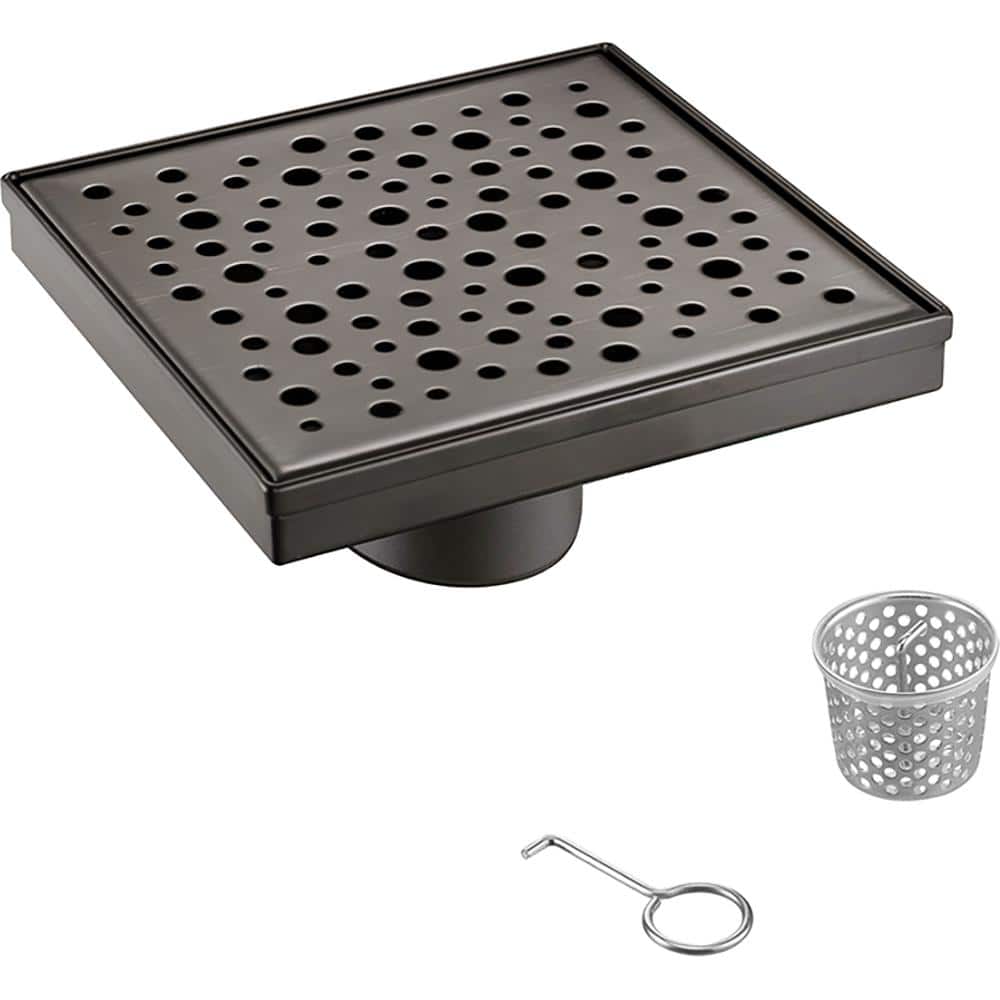 Elegante Drain Collection 6 in. Square Stainless Steel Shower Drain ...