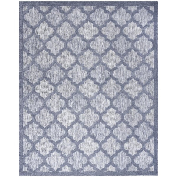 HomeRoots Denim Blue 9 X 12 ft. Woven Abstract Polyester Rectangle ...