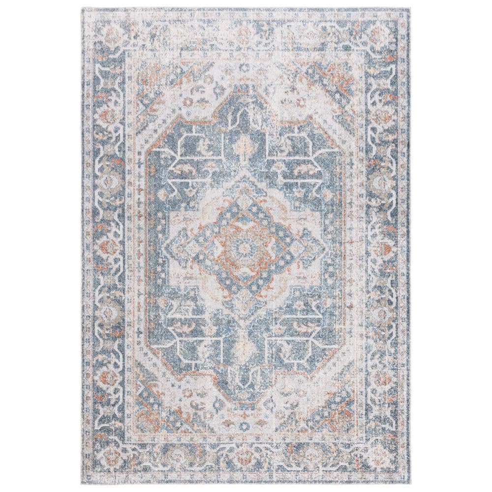 SAFAVIEH Baltimore 5 ft. x 8 ft. Light Gray/Blue Machine Washable ...