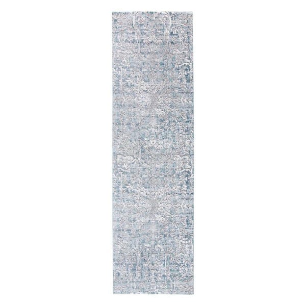 HomeRoots 2 ft. x 8 ft. Blue, Gray Abstract Runner Rug 2000511961 - The ...