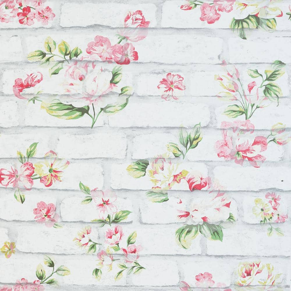 Arthouse Shabby Chic Brick Pink Paper Strippable Roll (Covers 56 sq. ft ...