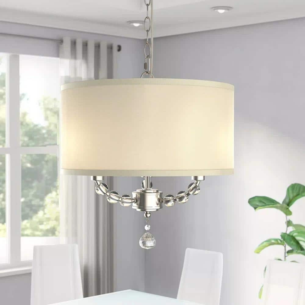 TOZING 3-Light Modern Cottage Drum Organza Fabric Lampshade Pendant ...