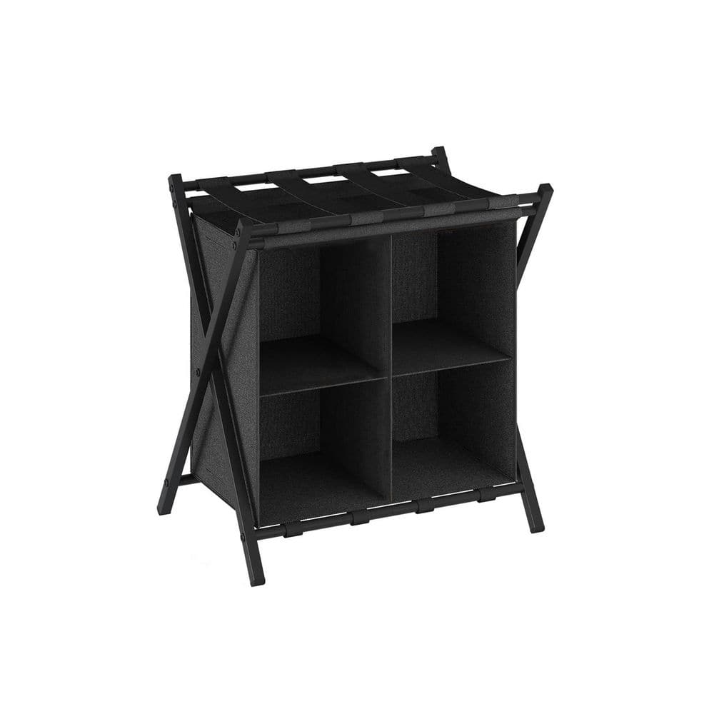 Numhew Black Luggage Rack with Storage, Folding Suitcase Stands, Space ...