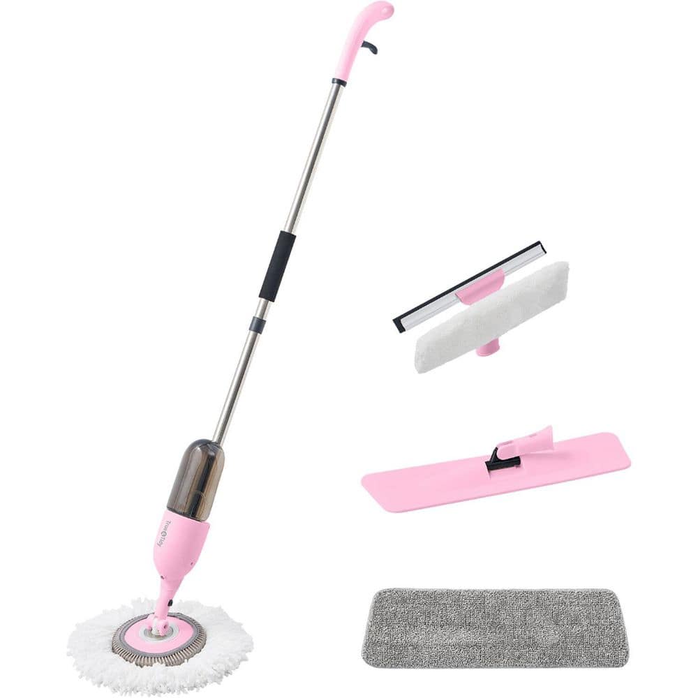 True & Tidy Clean Everywhere Microfiber Spray Mop Kit in Pink SPRAY-360 ...