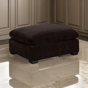 Benjara Ivory and Brown Fabric Rectangle Accent Ottoman Medium BM318713 ...
