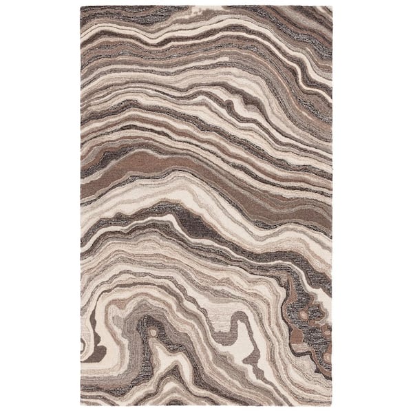 SAFAVIEH Metro Brown/Ivory 8 ft. x 10 ft. Abstract Wavy Marble Area Rug ...