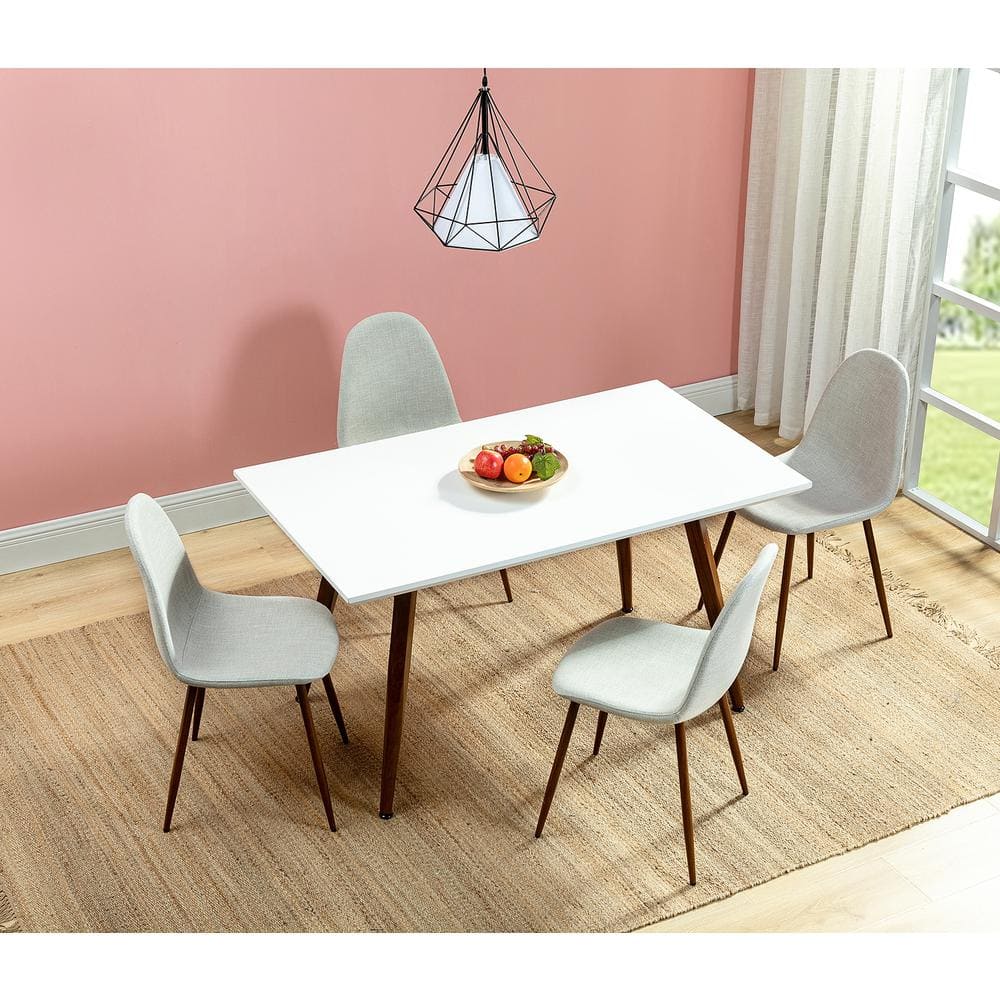JAYDEN CREATION Eisden White Rectangle Dining Table with Coffee Metal ...