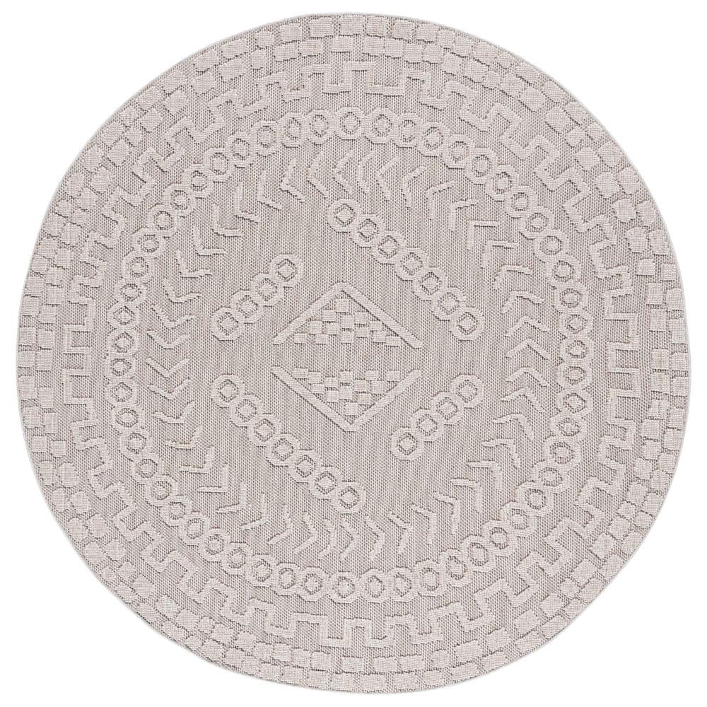 SAFAVIEH Global Beige/Light Beige 7 ft. x 7 ft. Round Border Geometric ...