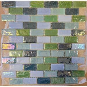 ANDOVA Dorian Baltic Blue/White 12 in. x 12-7/8 in. Smooth Glass Brick ...