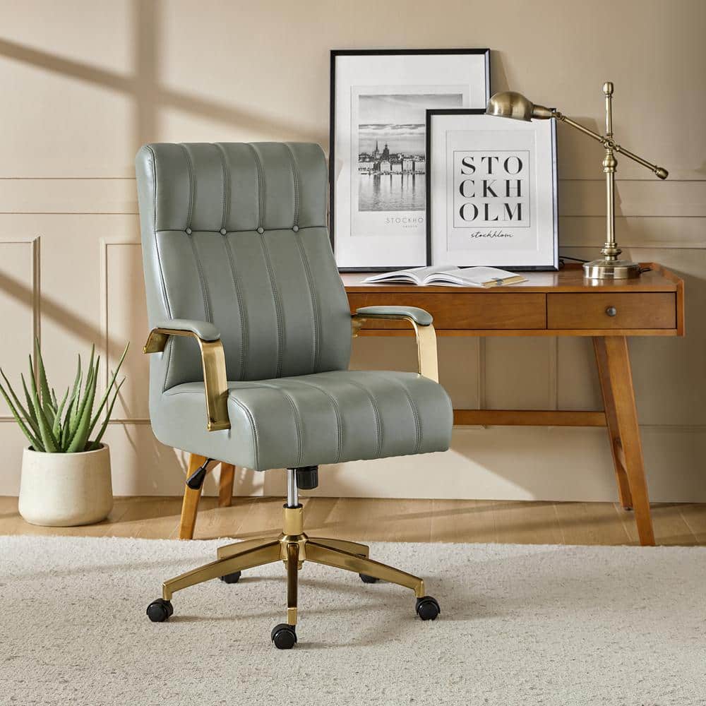 JAYDEN CREATION Costante Faux Leather Tufted Swivel and Tilting ...