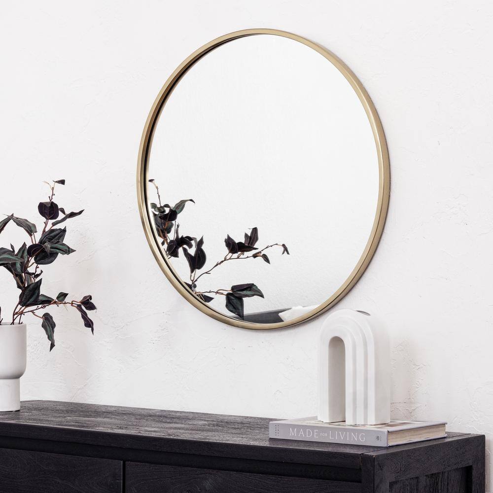 MH LONDON Grendon 24 in. W x 24 in. H Round Metal Champagne Gold Accent ...