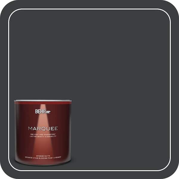 BEHR MARQUEE 1 qt. #ECC-25-3 Obsidian Stone Matte Interior Paint ...